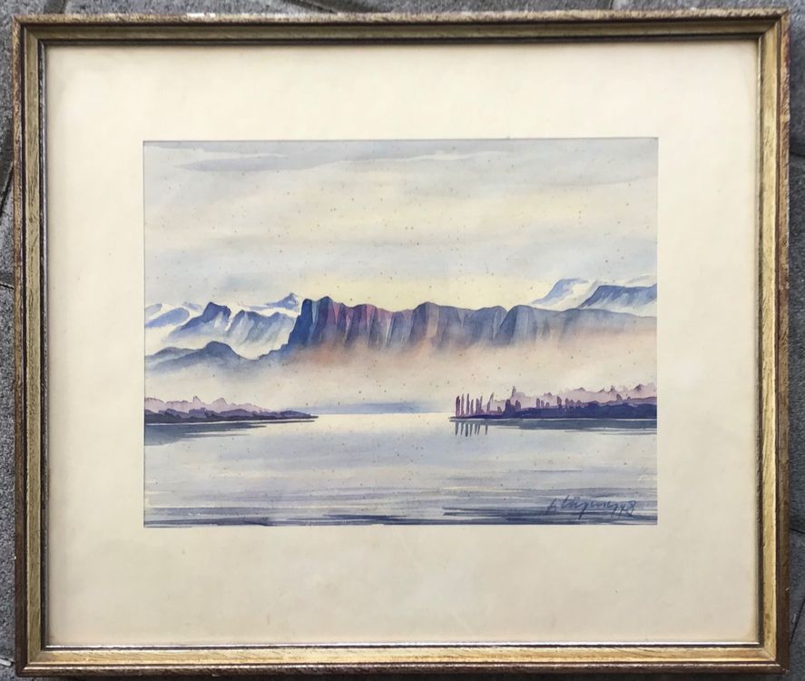 40. er. Jahre Berglandschaft Aquarell Unleserlich Signiert | Kaufen auf Ricardo