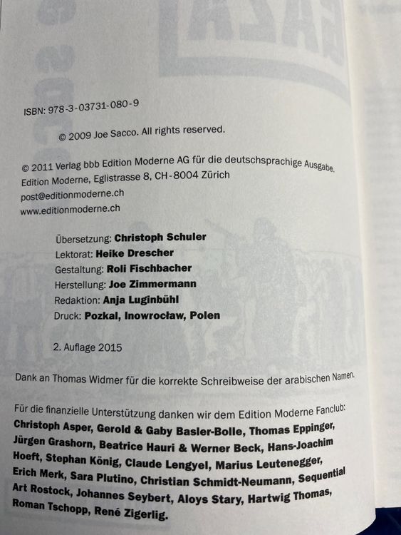 Comic - joe sacco - GAZA (Gebraucht) in Oberrieden für CHF 15 – mit ...