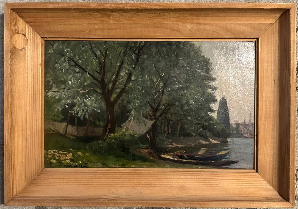 Theophil Preiswerk (1846-1919) Küsten Szene Gemälde mit Boot (Gebraucht ...