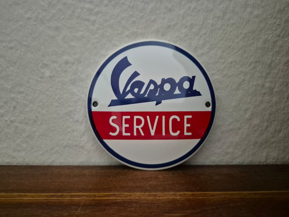 Emailschild Vespa Service Roller Werkstatt Emaille Schild (Neu (gemäss ...