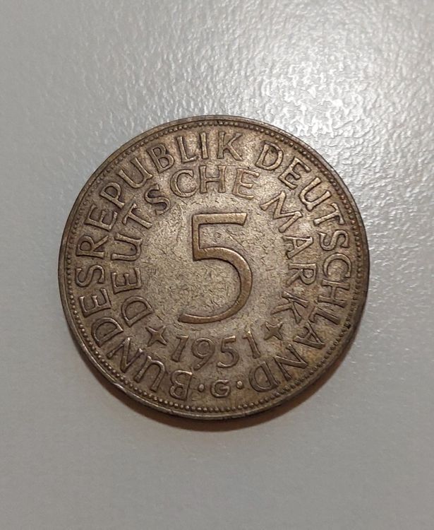 5 Deutsche Mark - BRD - Deutschland 1951 (Gebraucht) in Adliswil für ...
