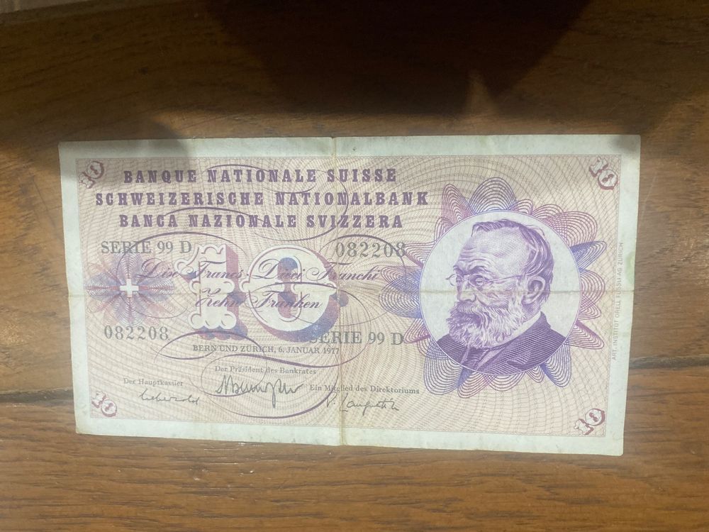 Billet suisse 10fr 6 janvier 1977 (Gebraucht) in Lajoux JU für CHF 6 ...