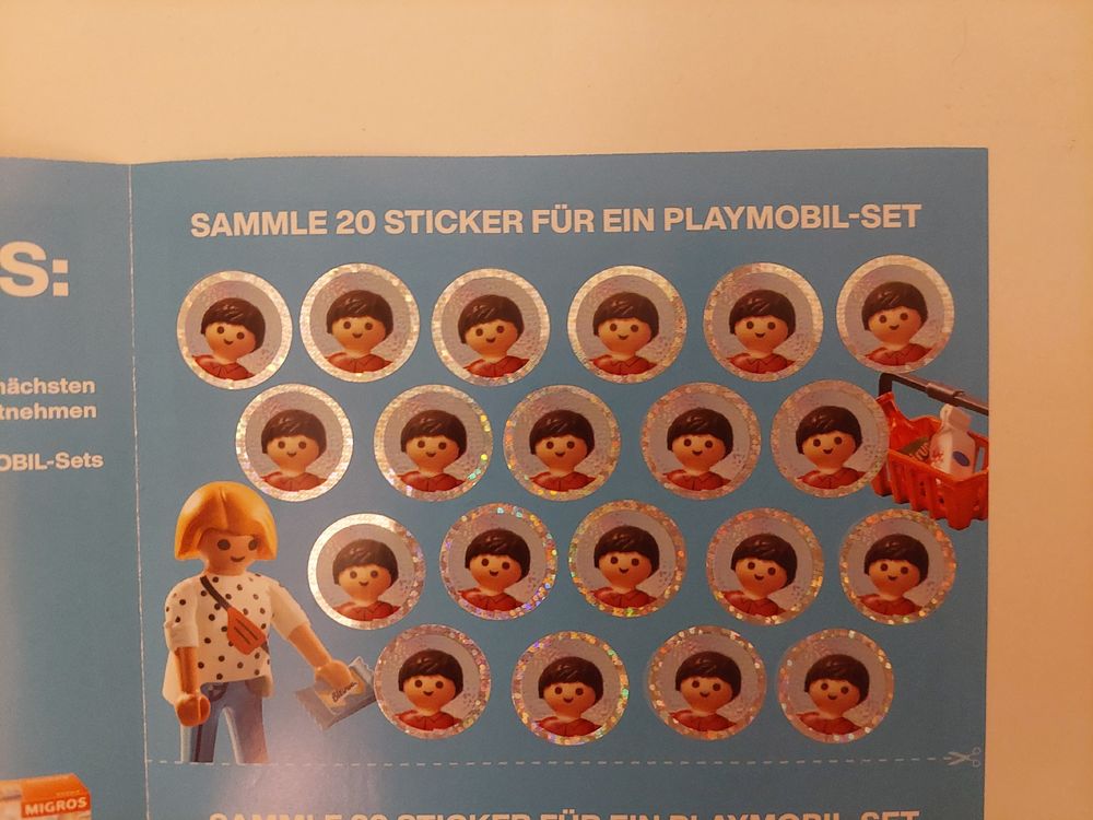 20 Playmobil Mania Migros Sticker (1 volle Karte) (Neu (gemäss Beschreibung)) in Allschwil für ...