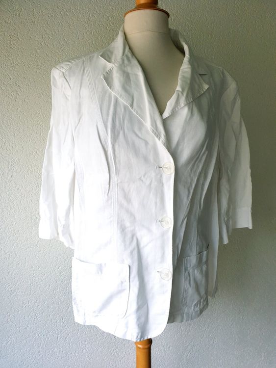 BLAZER JACKET VON BIAGGINI XL WEISS LEINEN LEINENJACKE EDEL (Gebraucht ...