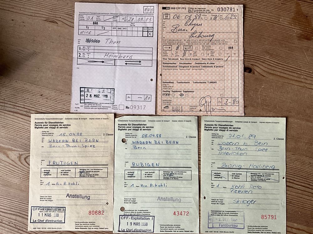 5 handausgestellte Billette (PP-Billette) von 1989 (Gebraucht) in ...
