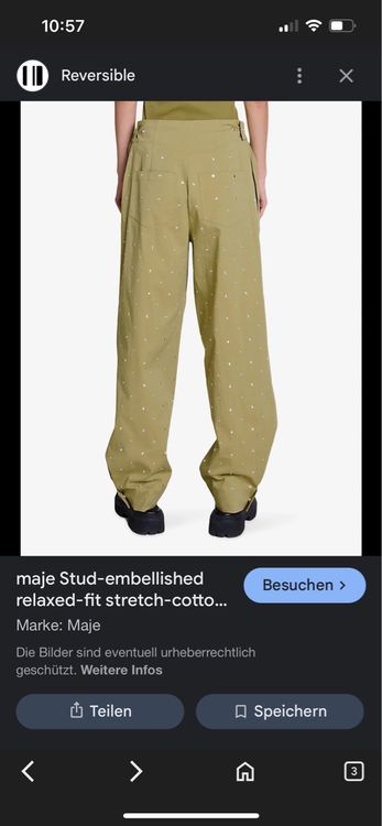Maje Hose Oliv Grün mit Nieten Gr. 36 (Neu (gemäss Beschreibung)) in ...