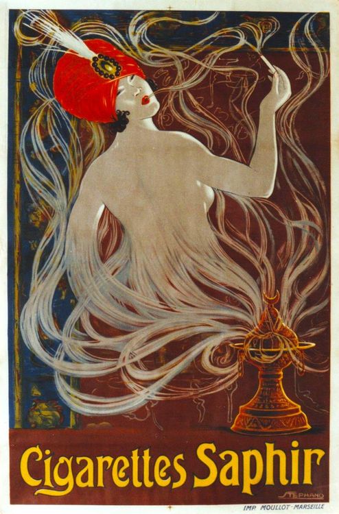 Cigarettes SAPHIR BEAUTE ORIENTALE c.1910 Affiche originale (Gebraucht ...