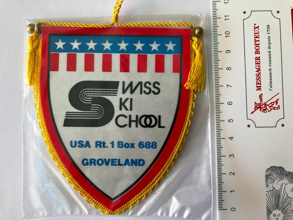 Vintage Fanion/Wimpel SWISS SKI SCHOOL/SKI NAUTIQUE FLORIDA (Neu und ...
