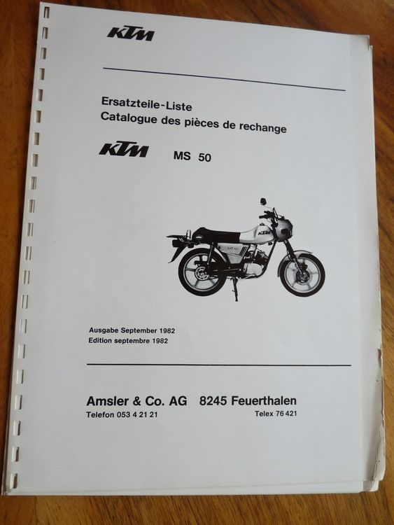 KTM MS 50 Ersatzteile Liste (Gebraucht) in Huttwil für CHF 20 – mit Lieferung auf Ricardo kaufen
