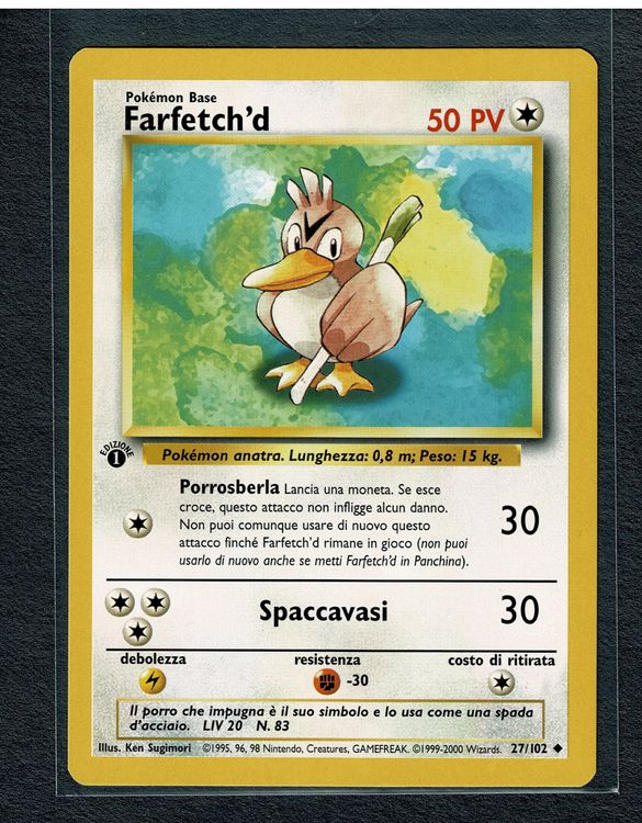 Carta Pokemon Farfetch'd set base 1st edition ITA (Gebraucht) in ...
