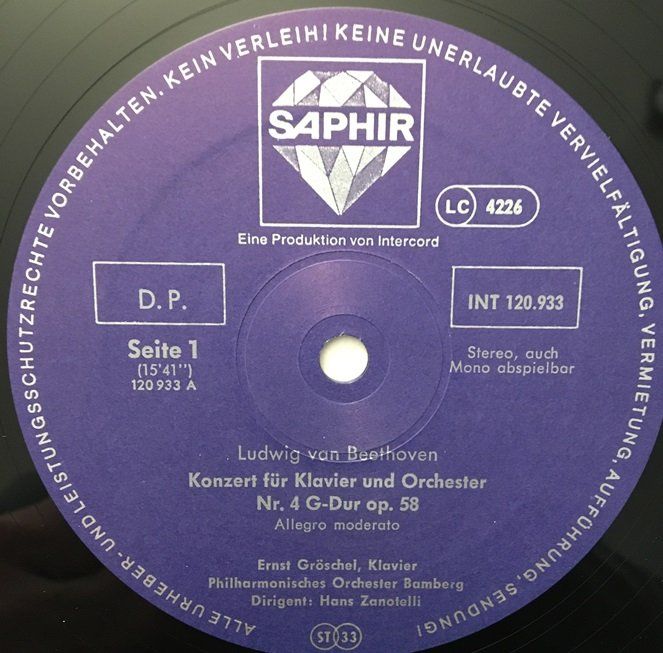 Beethoven – Klavierkonzert Nr. 4 (LP) (Gebraucht) in Grüningen für CHF ...