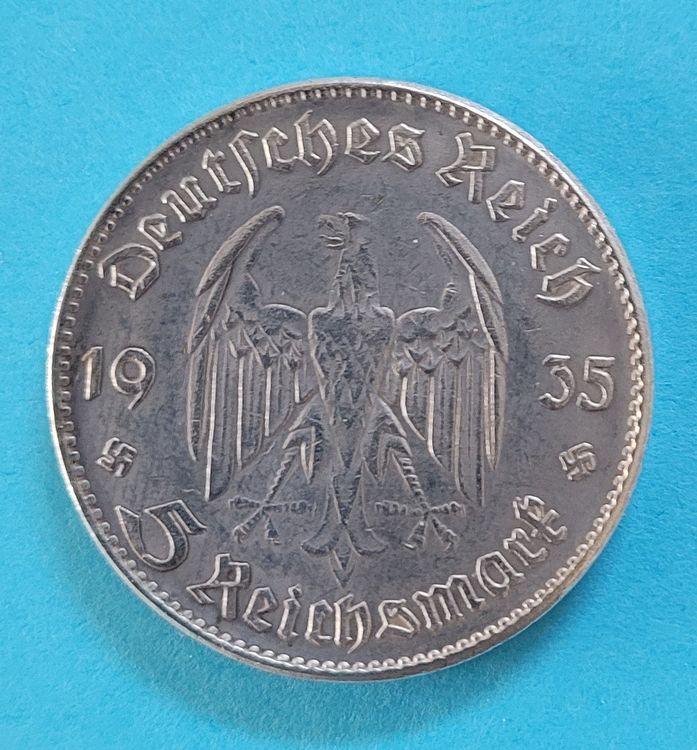 5 ReichsMark 1935 F Silber Garnisonskirche Nazi-Deutschland (Gebraucht ...