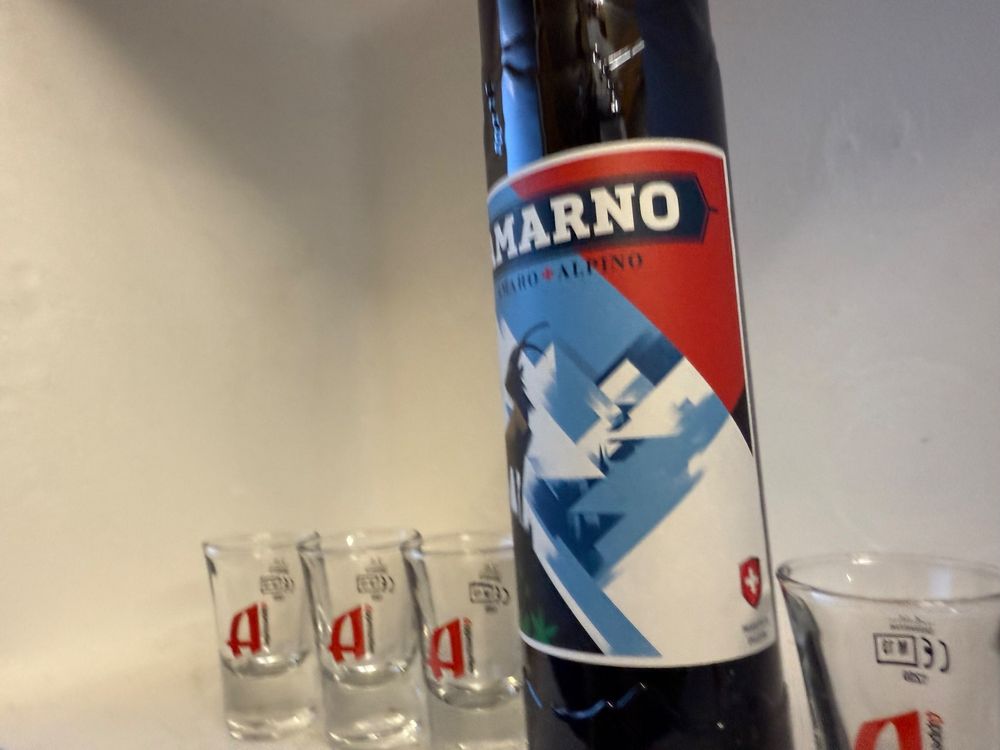 1 Flasche Amarno Kräuterlikör 21Vol.% 70cl. mit 6 Shotglas (Neu und ...