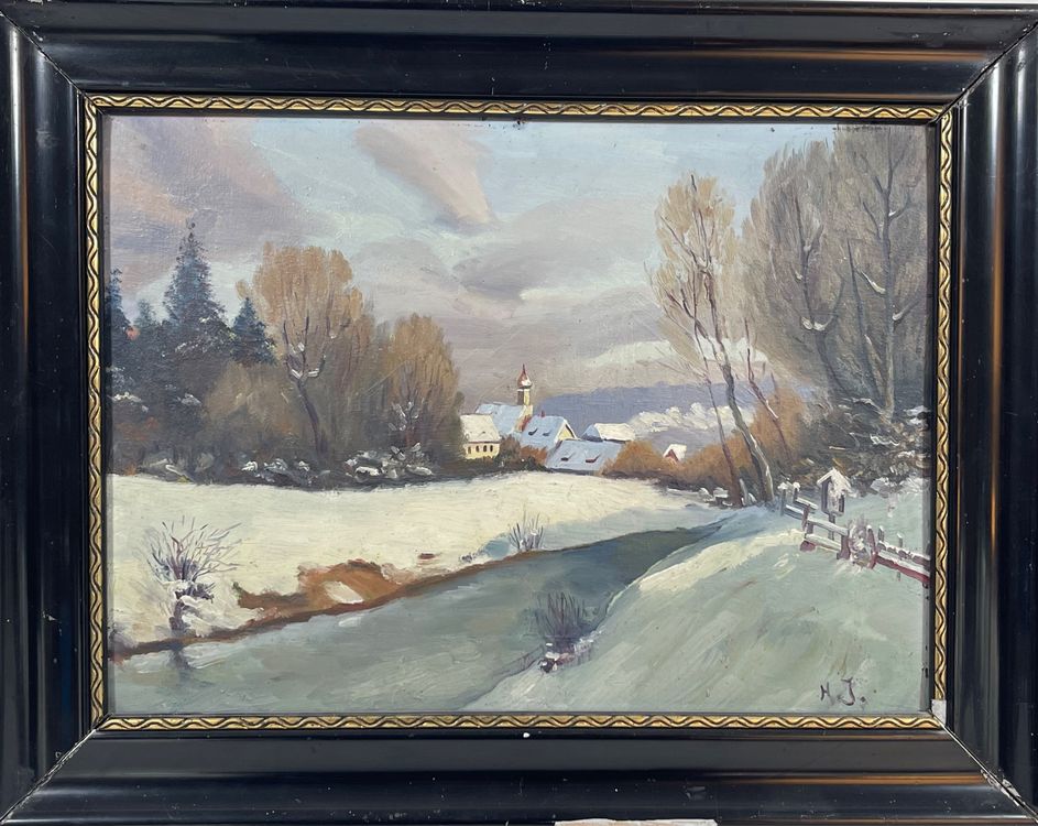 Winterlandschaft Gemälde monogrammiert | Kaufen auf Ricardo