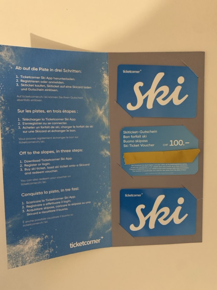 Bon Ski Ticketcorner, valeur CHF 100.-,rabais! (Neuf (Voir description ...