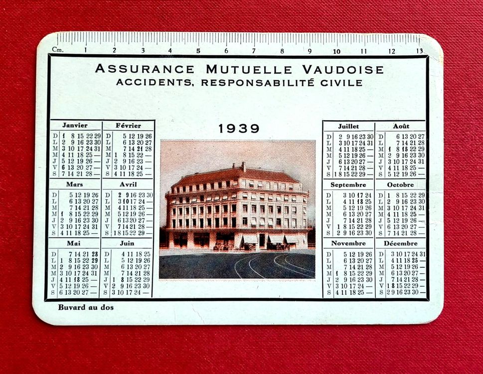 Lausanne - Assurance Mutuelle Vaudoise - Kalender 1939 (Gebraucht) in ...