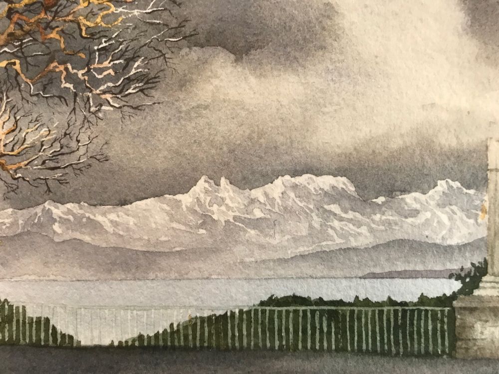 Aquarelle originale peinture Piliers Romains, Nyon, Suisse (Neu und originalverpackt) in Gland ...