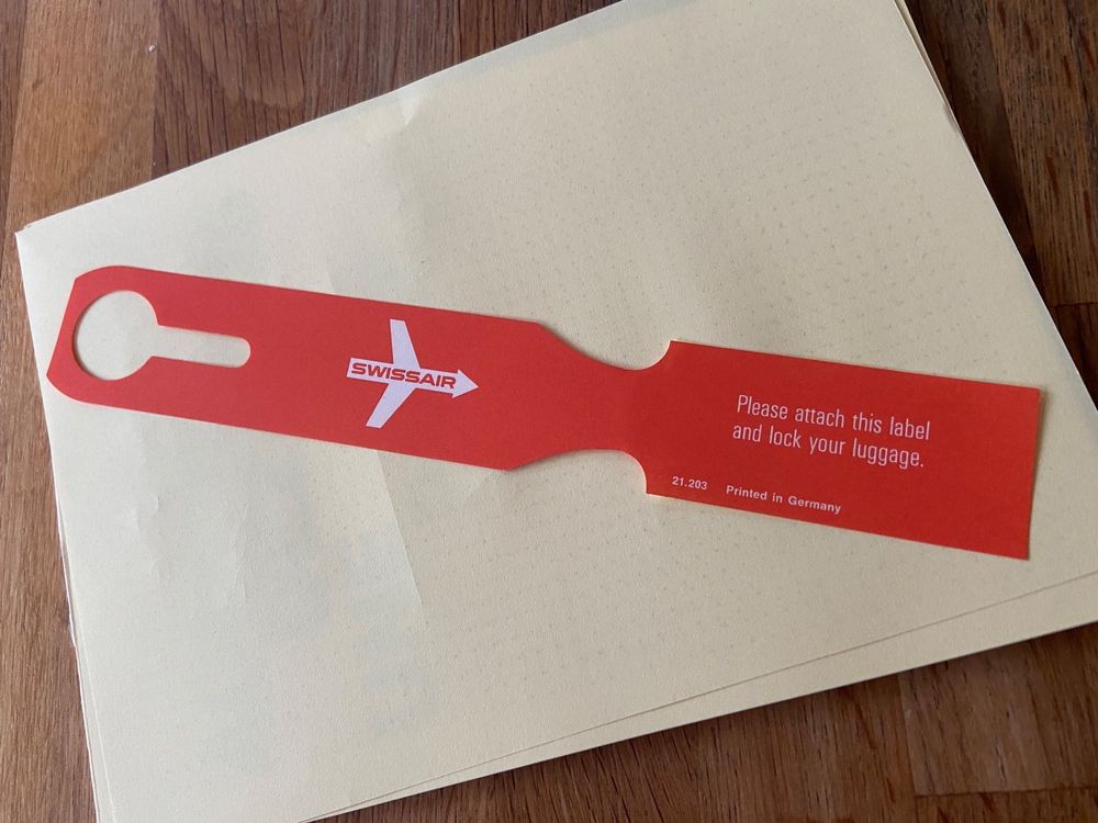 Swissair paper luggage label, red | Kaufen auf Ricardo