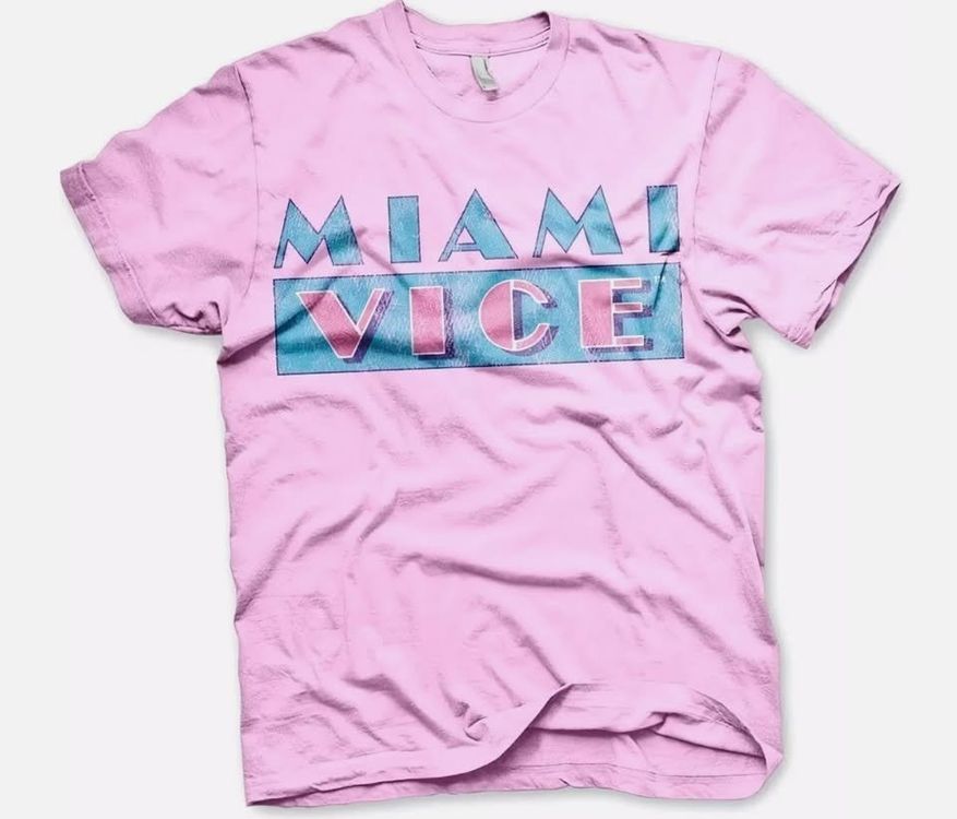 Miami Vice Distressed Logo T-Shirt Pink (Neu und originalverpackt) in ...