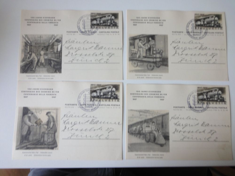226.) 4 x Karte "100 Jahre Eisenbahn" 1947 | Kaufen auf Ricardo
