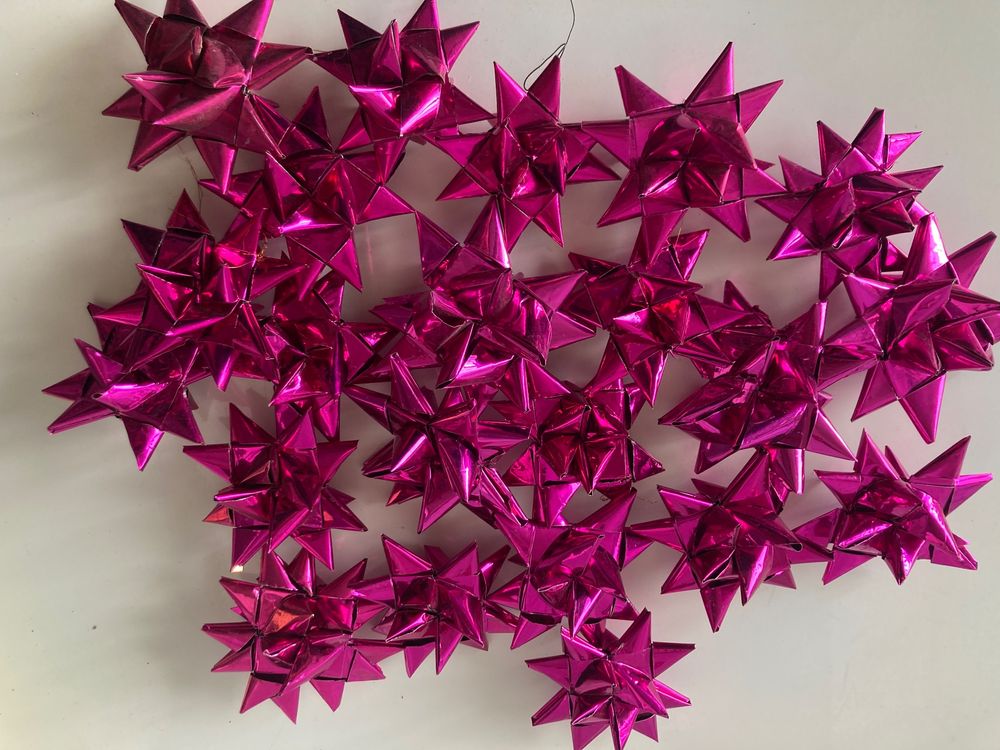 Handgefertigte Staniol Sterne 22stk schönes Pink siehe Fotos (Gebraucht ...