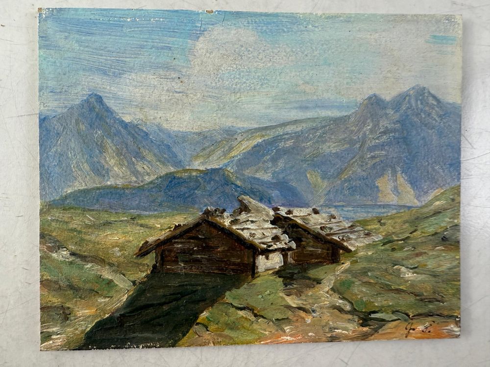 Antikes Ölgemälde Schweizer Berglandschaft Signiert (Gebraucht) in Neuhausen am Rheinfall für ...