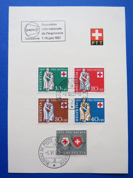 PTT-Böglein mit Pro Patria-Serie 1957 gestempelt | Kaufen auf Ricardo