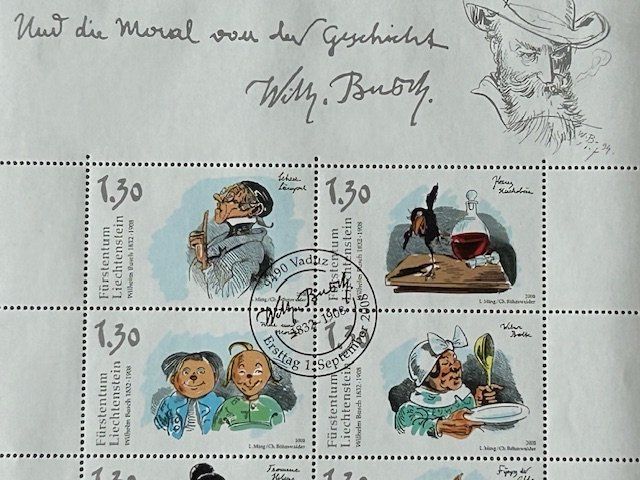 Wilhelm Busch(1832-1908) FL 2008😄16 Briefmarken wovon 8=🕹️ (Gebraucht ...