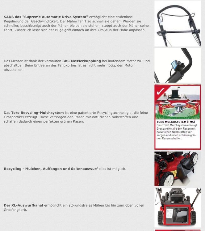 Toro Super Bagger 53cm 4-takt Honda GCV 160 (Gebraucht) in Langnau am ...