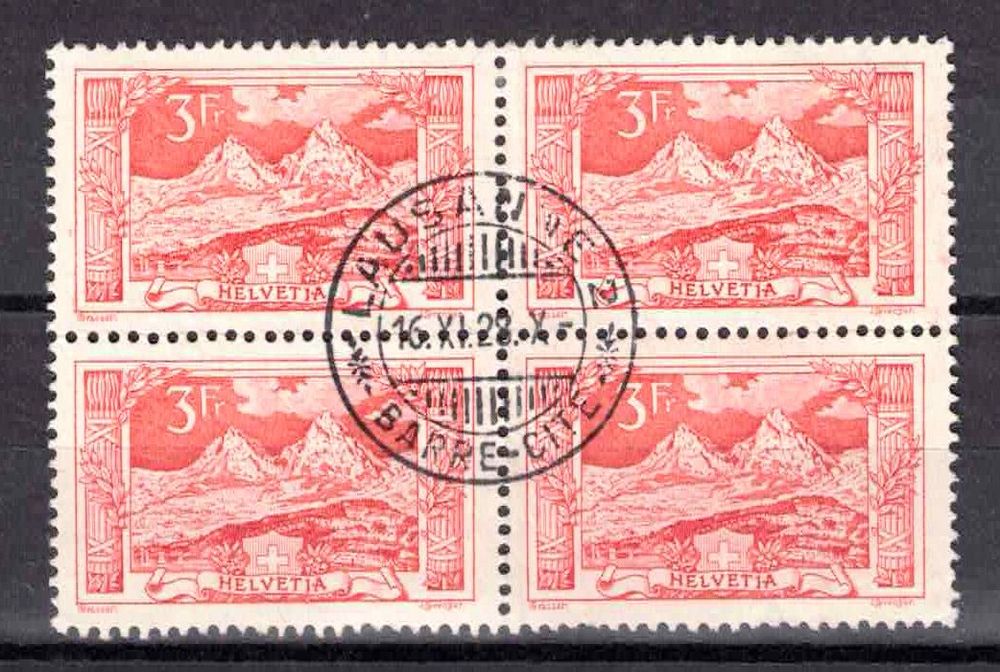 1918 Gebirgslandschaften 3Fr. Nr.142 im 4er-Block ʘ (Neu (gemäss Beschreibung)) in Nuglar für ...