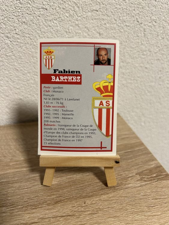Carte FABIEN BARTHEZ AS MONACO FRANCE KOP FOOTBALL 99 (Neu (gemäss ...