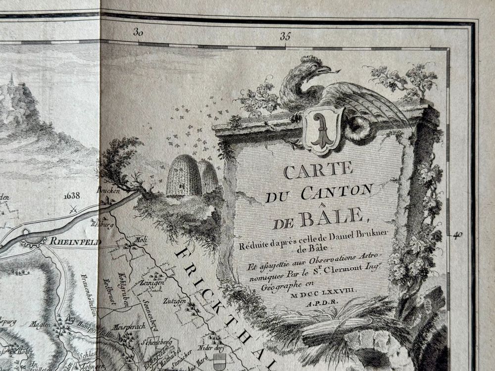 Kanton Basel 1778 – antike Karte Kupferstich Perrier (Gebraucht) in ...