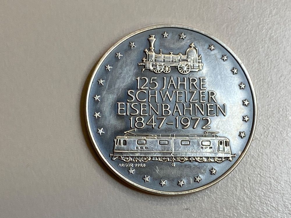 Medaille Silber 999 20 g 125J.Schw. Eisenbahnen Roter Pfeil (Neu (gemäss Beschreibung)) in ...