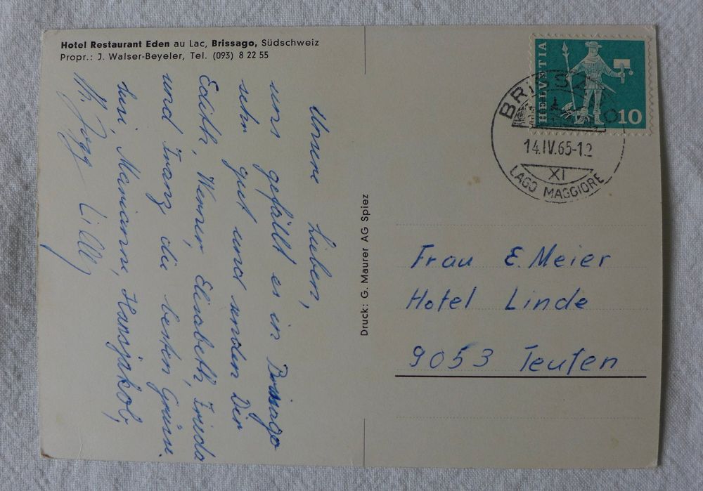 AK BRISSAGO TI, Hotel Restaurant Eden au Lac (Gebraucht) in Wallisellen ...