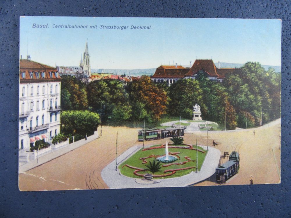 BASEL 1912 CENTRALBAHNHOF PLATZ HOTEL SCHWEIZERHOF TRAMS BUG (Gebraucht ...