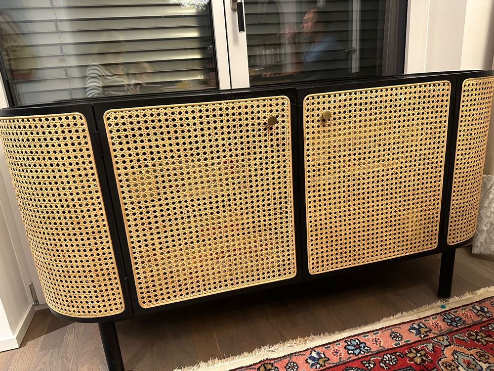 Kommode Sideboard Wiener Geflecht Design schwarz beige | Kaufen auf Ricardo