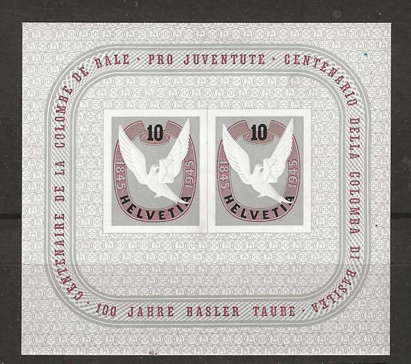 CHW23 - Bloc 100 ans Colombe de Bâle ** (D'occasion) à Trélex pour CHF ...