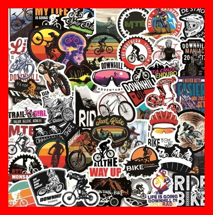 50 tlg Stickerset Fahrrad Velo Mountain Bike E-Velo Helm (Neu und ...