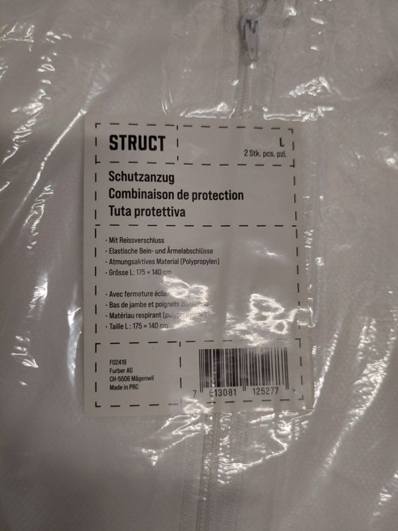 Struct Schutzanzug, Grösse L 2 Stk. (Neu und originalverpackt) in ...
