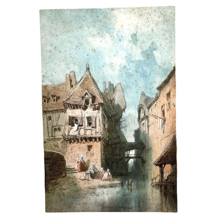 Ancienne Aquarelle et plume attribué à BALAN Eugène XIXème (D'occasion ...