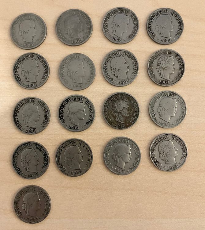 17 5 Rappen Münzen der Jahrgänge 1900 - 1917 | Kaufen auf Ricardo