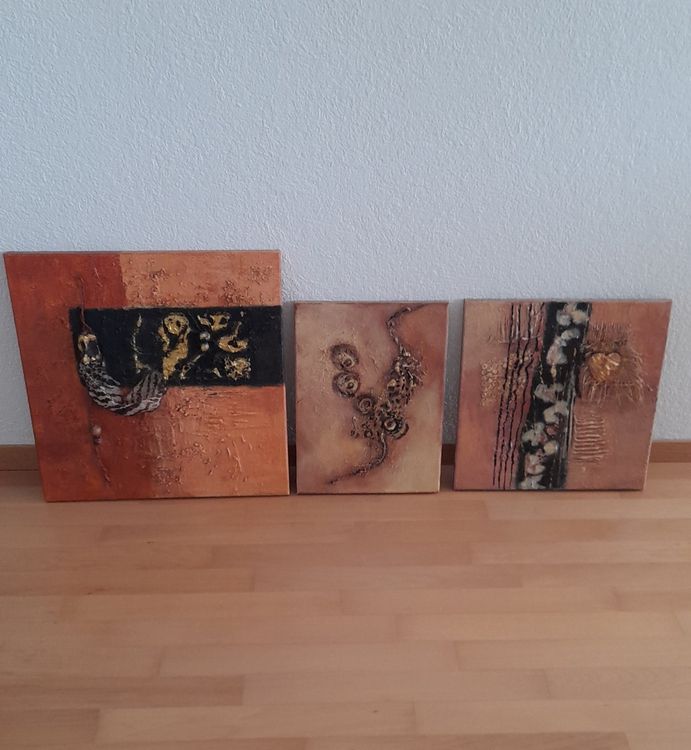 Acrylbilder gespachtelt auf Leinwand 3 Stk. zusammen. | Kaufen auf Ricardo