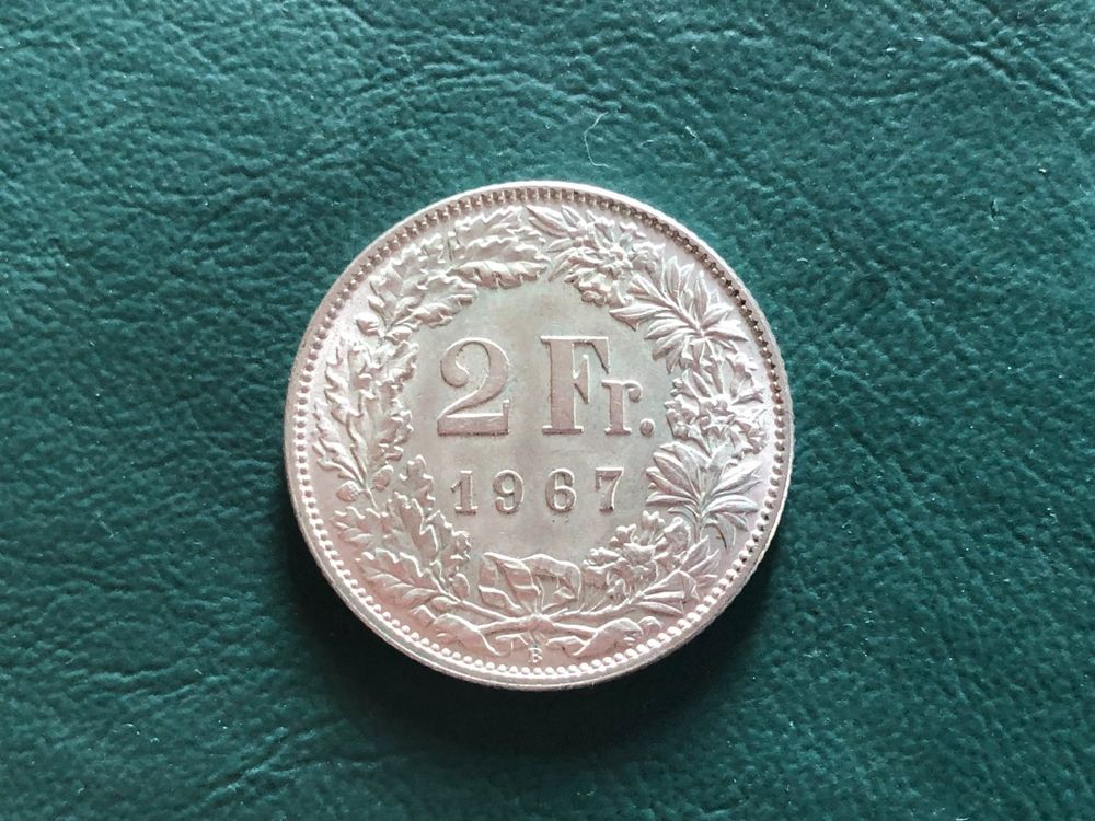 Silbermünze 2 Franken Helvetia 1967; Fehlprägung Stempelriss (Gebraucht) in Kreuzlingen für CHF ...