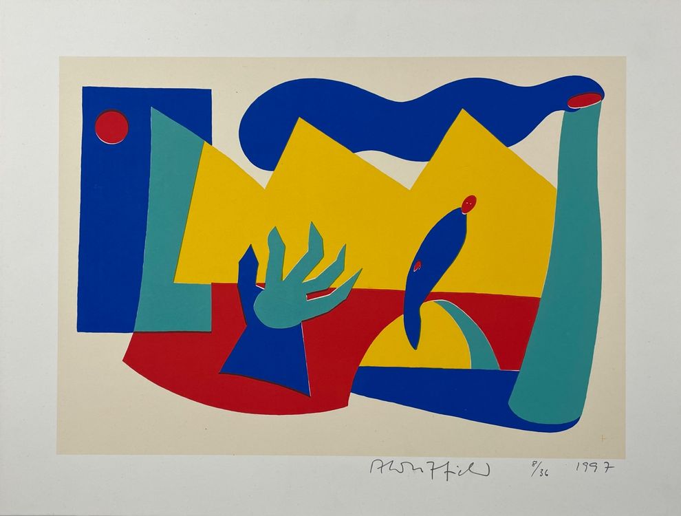 Moderne Interessante Lithographie unleserlich Signiert | Kaufen auf Ricardo