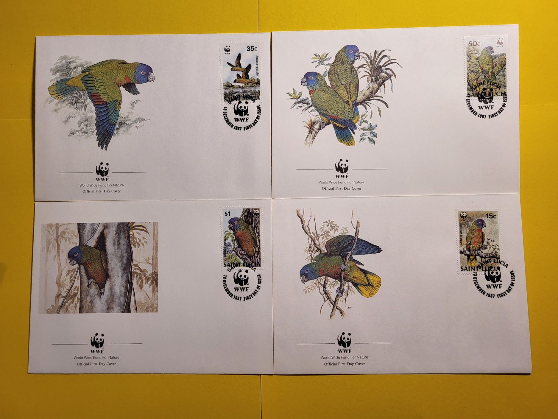 WWF FDC, St. Lucia 1987, Blaustirnamazone, illustriert (Gebraucht) in ...