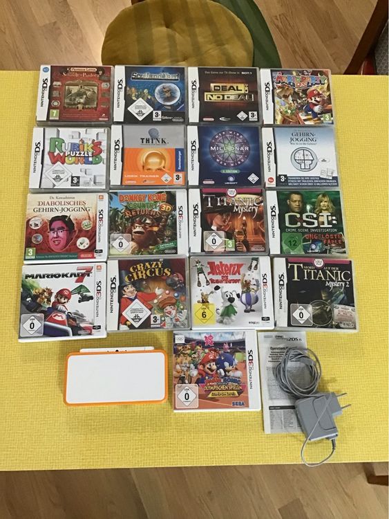 Nintendo 2DS XL orange Limited Edition mit 17 Spielen (Gebraucht) in ...