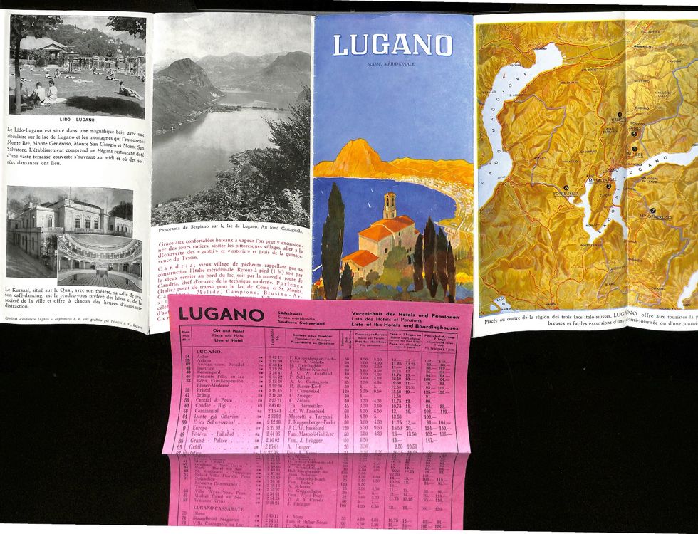 Faltprospekt LUGANO SUIẞE MÉRIDIONALE 1946 +Hotelverzeichnis (Gebraucht) in Zürich für CHF 5 ...