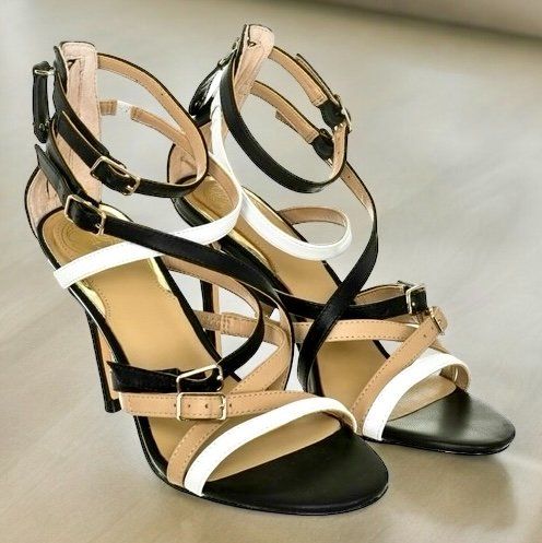 Sandales à talon haut GUESS cuir noir beige blanc. Taille 37 (Gebraucht ...