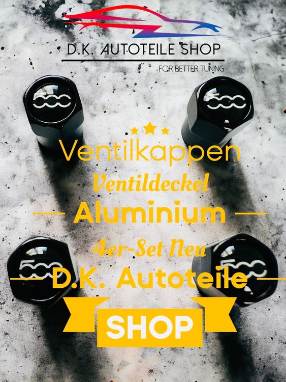 Fiat 500 Ventilkappe Aluminium 4er-Set Neu in Schwarz | Kaufen auf Ricardo