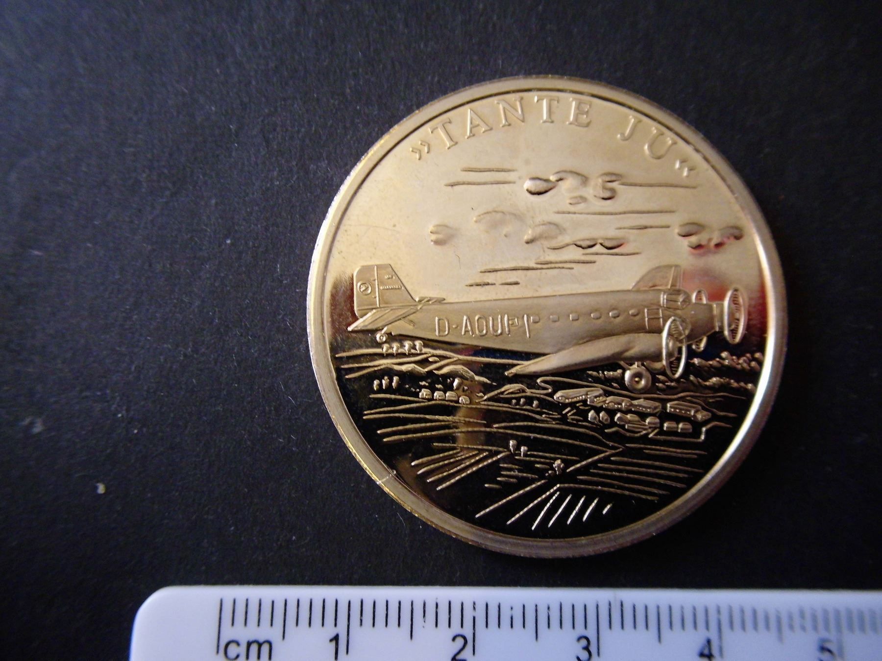 Medaille Tante Ju, versilberte Medaille PP in Schutzhülse (Neu (gemäss ...